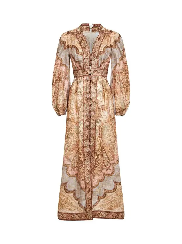 Zimmermann Tapestry Print Linen Wanderlust Midi Dress - Multicolor