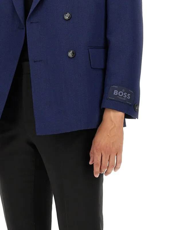 BOSS Double-breasted Jacket In Virgin Wool