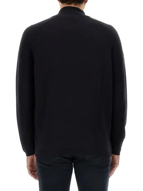 BOSS Sweatshirt With Logo And Stand Collar - Blue