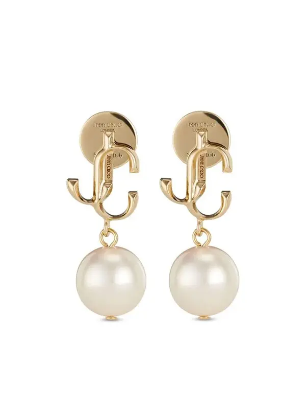 JIMMY CHOO Gold-finish Metal Jc Pearl Drop Earrings - Silver