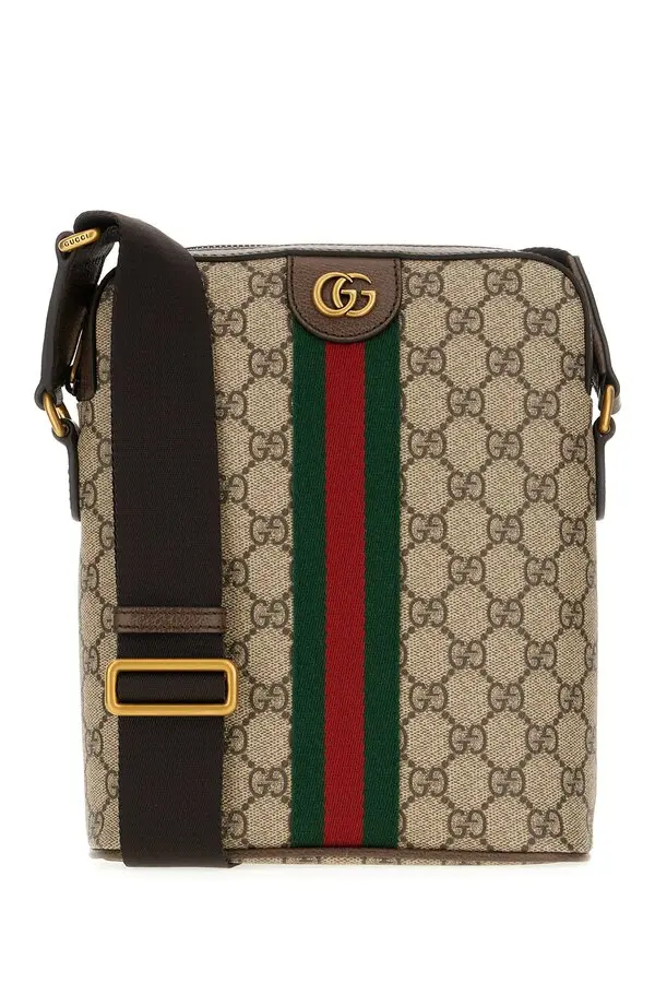 Gucci Monogram Crossbody Bag With Web Stripe Detail - Multicolor