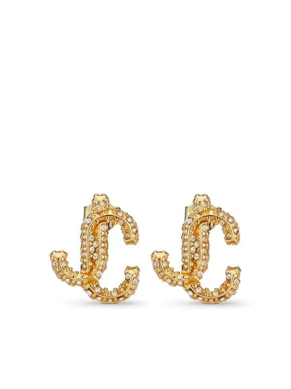 JIMMY CHOO Gold-finish Jc Stud Earrings With Swarovski Crystals - Silver