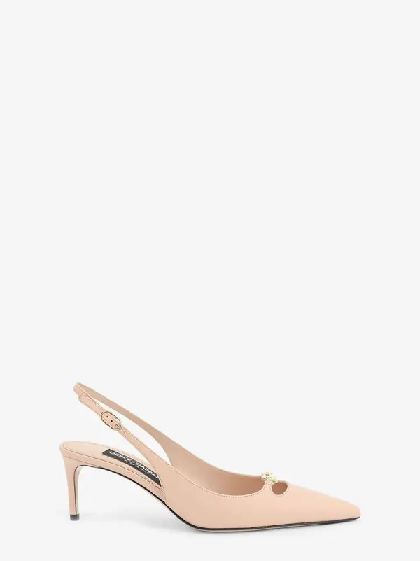 Dolce & Gabbana Leather Slingback Pumps With Metal Dg Logo - Multicolor