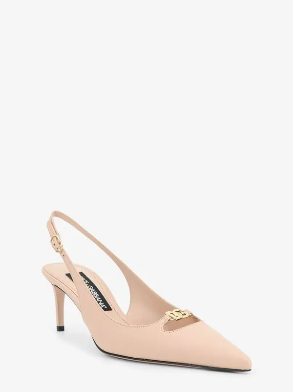 Dolce & Gabbana Leather Slingback Pumps With Metal Dg Logo - Multicolor
