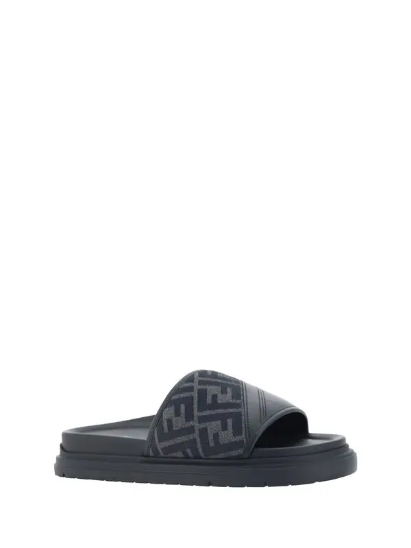 Fendi Ff Logo Jacquard Slide Sandals