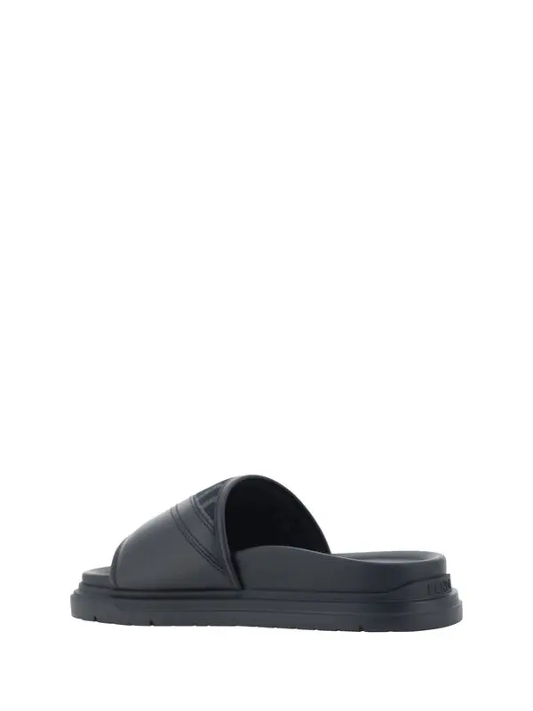 Fendi Ff Logo Jacquard Slide Sandals - Gray