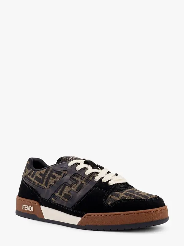 Fendi Match Ff Jacquard Fabric And Suede Low-top Sneakers - Multicolor