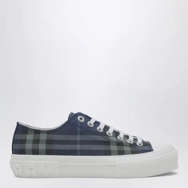 Burberry Check Cotton Sneakers With Rubber Sole - Blue