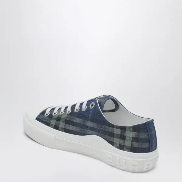 Burberry Check Cotton Sneakers With Rubber Sole - Blue