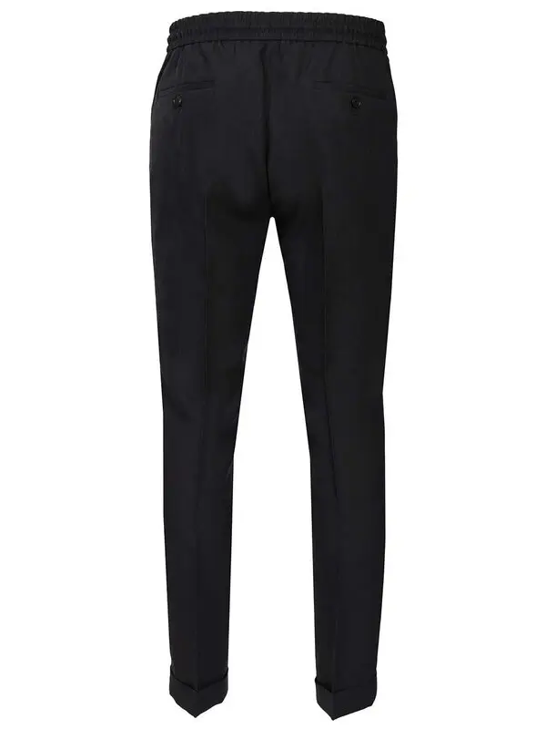 Paul Smith Slim Fit Linen Trousers With Drawstring And Pleats - Blue
