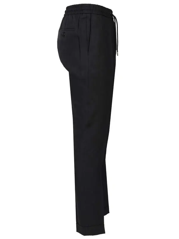 Paul Smith Slim Fit Linen Trousers With Drawstring And Pleats - Blue