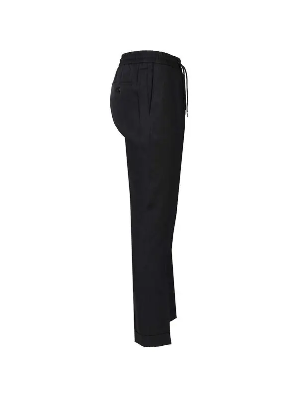 Paul Smith Slim Fit Linen Trousers With Drawstring And Pleats - Blue