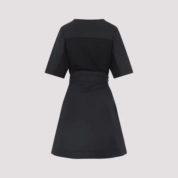 Moncler Cotton Mini Dress With Drawstring Waist - Black