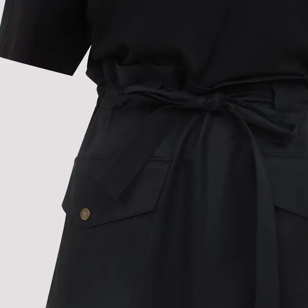 Moncler Cotton Mini Dress With Drawstring Waist - Black