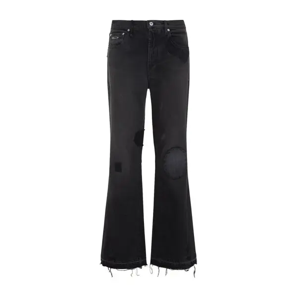 GALLERY DEPT. Cotton Flared Jeans With Fringed Hem