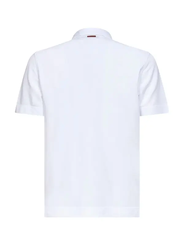 Zegna White Cotton Pique Polo Shirt With Chest Pocket - Multicolor
