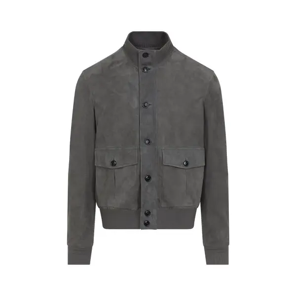 Zegna Leather Blouson Jacket - Gray