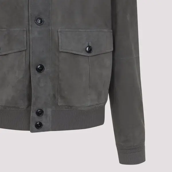 Zegna Leather Blouson Jacket - Gray