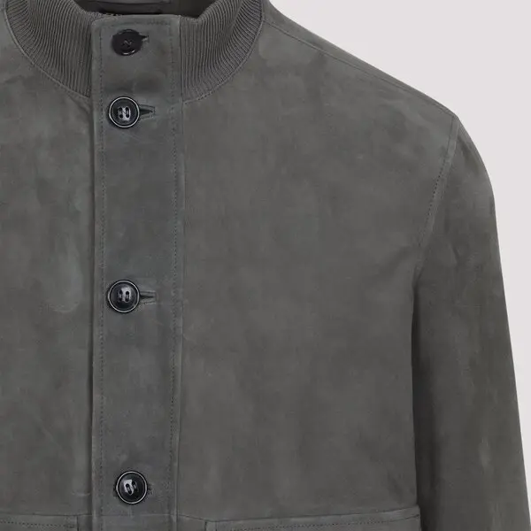 Zegna Leather Blouson Jacket - Gray