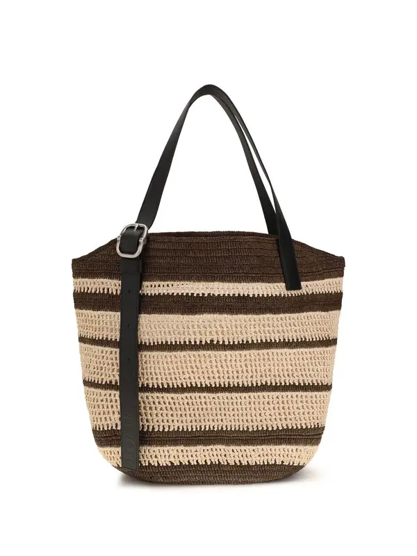 Loewe Loop Basket Bag In Raffia - Brown