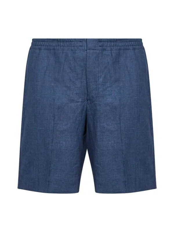 Zegna Navy Blue Oasi Lino Tailored Shorts - Multicolor