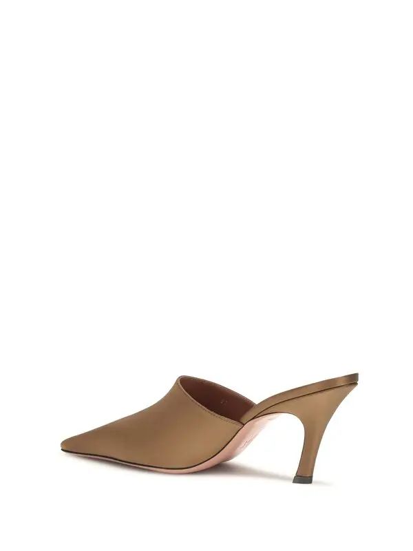 Amina Muaddi Jamie Pointed Toe Mules - Brown