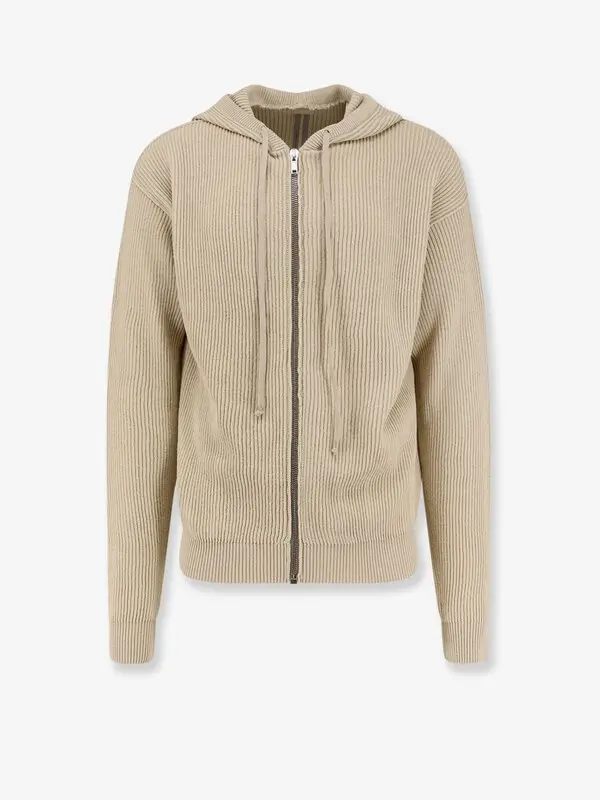 Rick Owens Virgin Wool Zip-up Hooded Cardigan - Cream