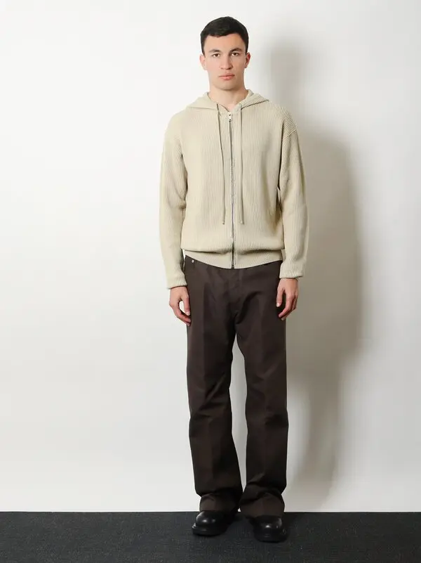 Rick Owens Virgin Wool Zip-up Hooded Cardigan - Cream
