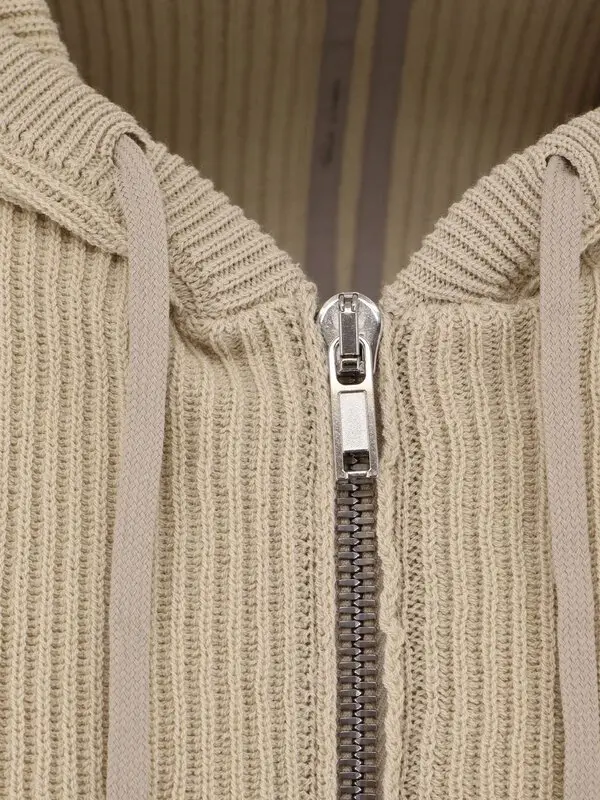 Rick Owens Virgin Wool Zip-up Hooded Cardigan - Cream