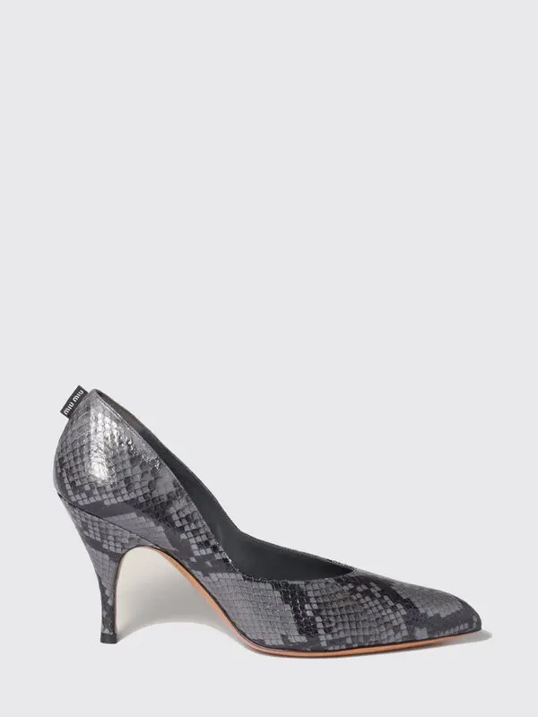 Miu Miu Snakeskin Effect Stiletto Pumps - Gray