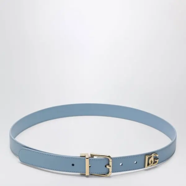 Dolce & Gabbana Logo Plaque Calfskin Belt - Blue