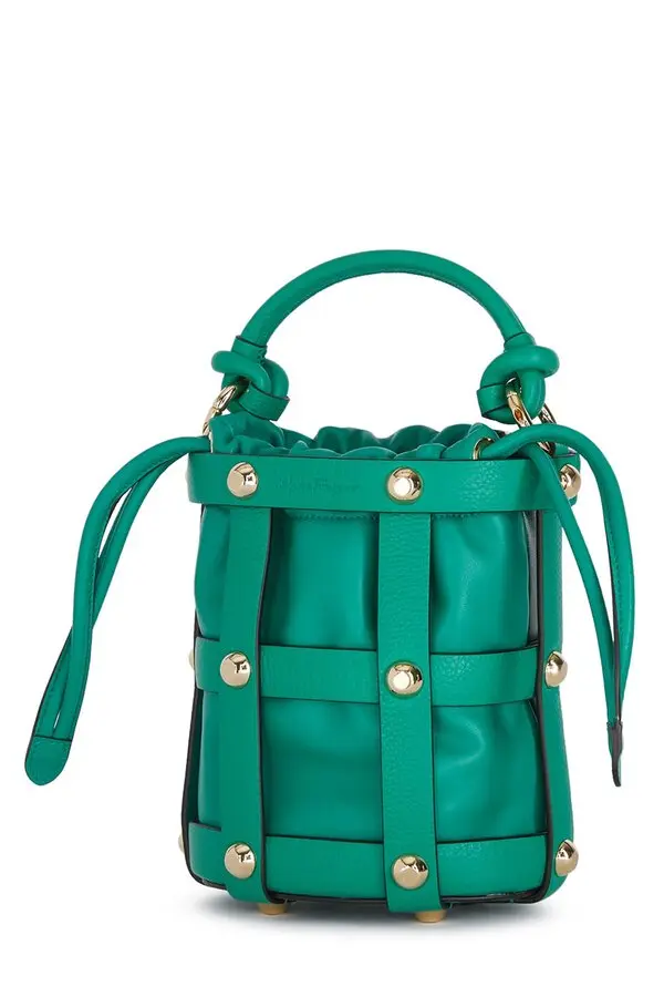 FERRAGAMO Green Leather Bucket Bag
