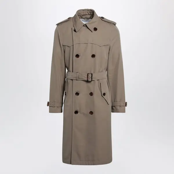 Burberry Short Foxfield Trench Coat In Cotton And Silk - Cream