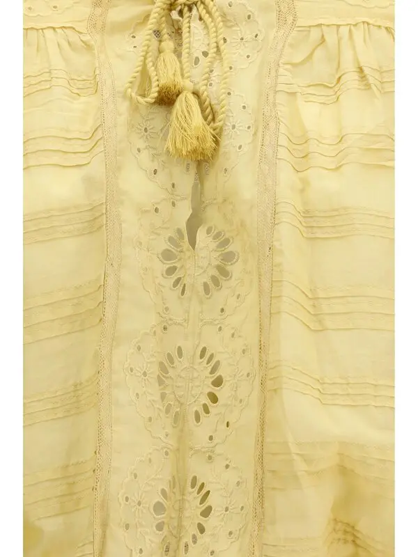 Isabel Marant Étoile Preya Cotton Dress With Eyelet And Ruffle Details - Yellow