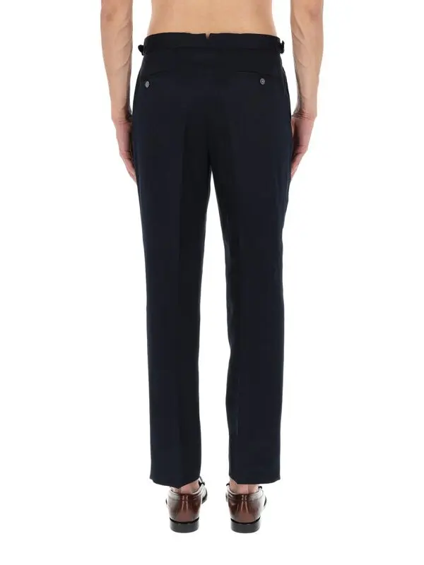 BOSS Tailored Linen Pleated Trousers - Blue