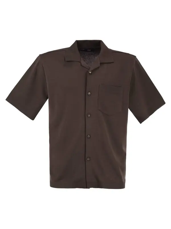 Herno Cotton Jersey Shirt With Chest Pocket - Brown