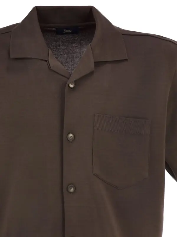 Herno Cotton Jersey Shirt With Chest Pocket - Brown