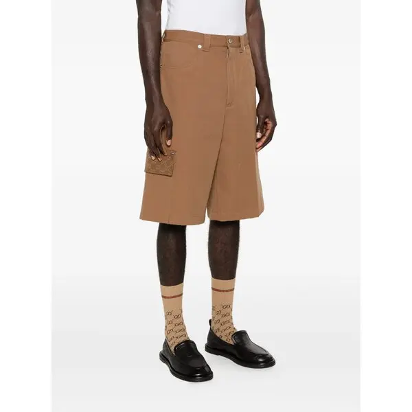 Gucci Chino Shorts With Logo Details - Brown