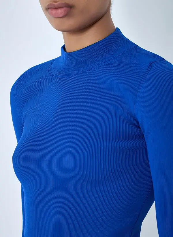 JIL SANDER Ribbed Mock Neck Long Sleeve Top