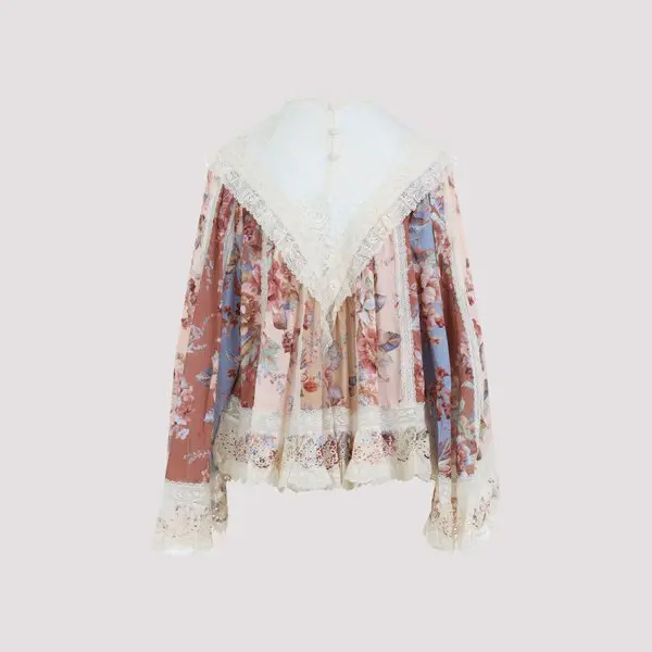 Zimmermann Awaken" Lace Trim Floral Print Cotton Blouse - Multicolor