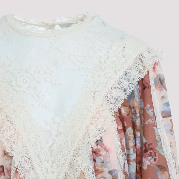 Zimmermann Awaken" Lace Trim Floral Print Cotton Blouse - Multicolor