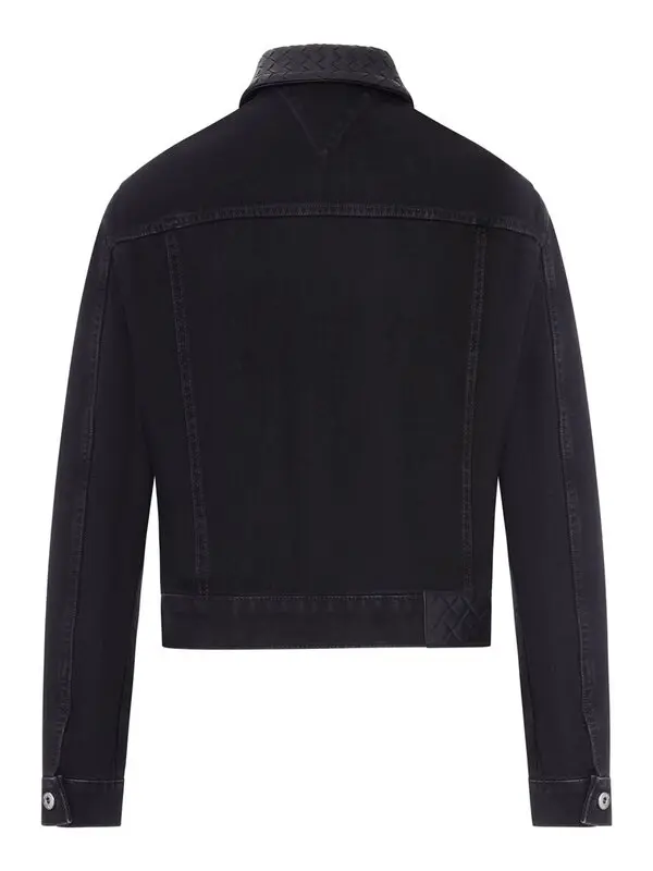 Bottega Veneta Denim Jacket With Braided Leather Collar