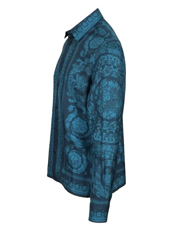Versace Shirt With Baroque Print - Blue
