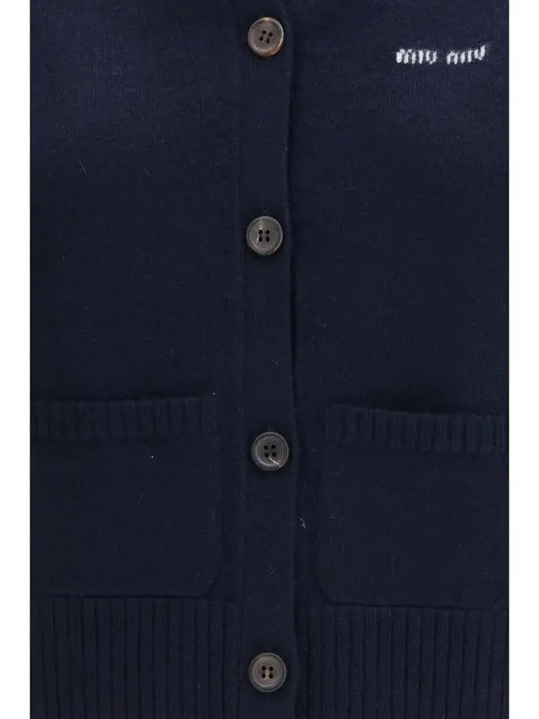 Miu Miu Cashmere V-neck Cardigan Vest - Blue