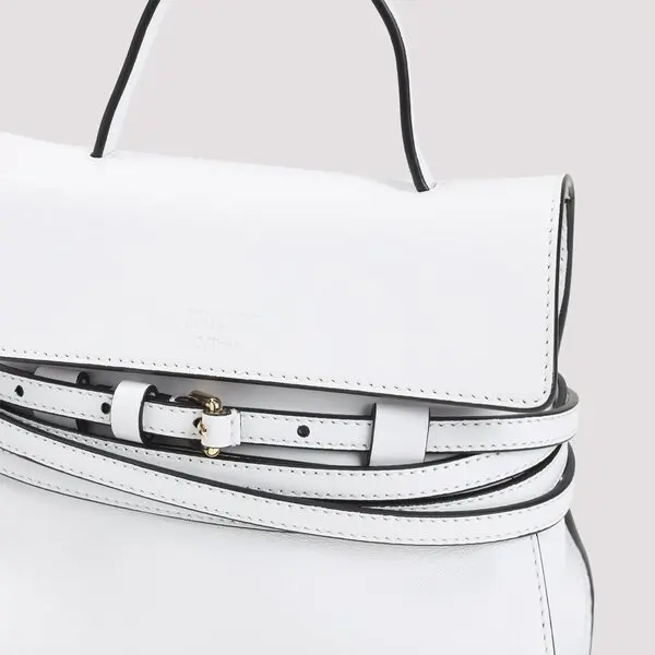 Moschino Tie Detailed Leather Shoulder Bag - White
