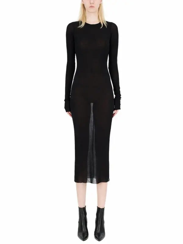 Rick Owens Long Sleeve Midi Dress - Black