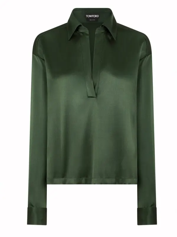 TOM FORD Silk Satin Stretch Shirt - Green