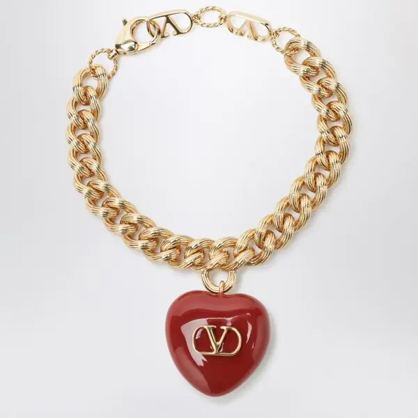 Valentino Garavani Gold-tone Metal Chain Bracelet With Heart Charm - Silver