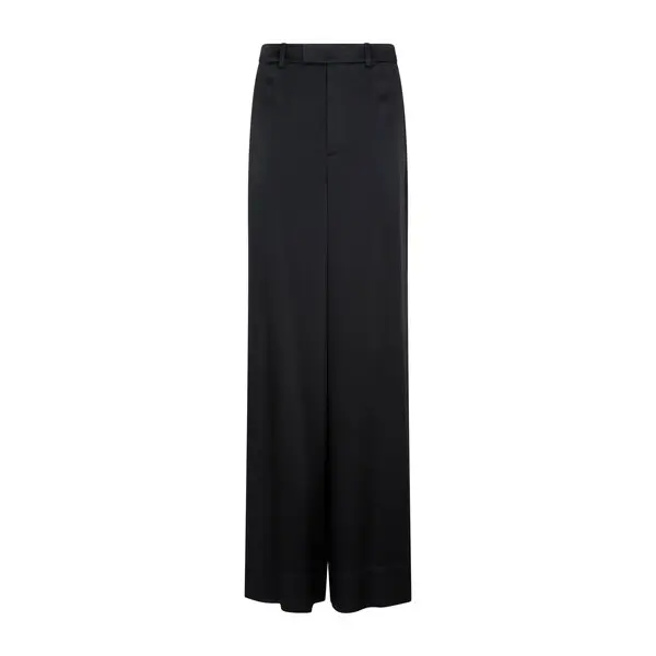 Saint Laurent Acetate Blend Loose Fit Wide Leg Pants - Black