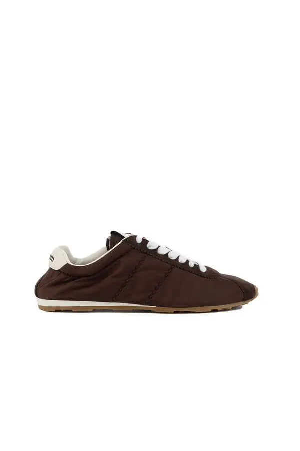 Miu Miu Brown Sneakers With Lace-up Fastening - Multicolor